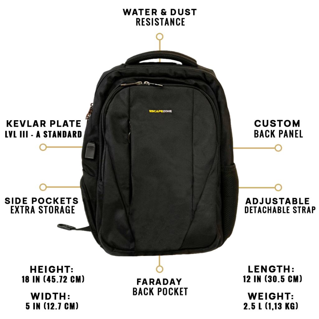 #1 Ballistic Backpack with EMF Faraday Shield - EscapeZone